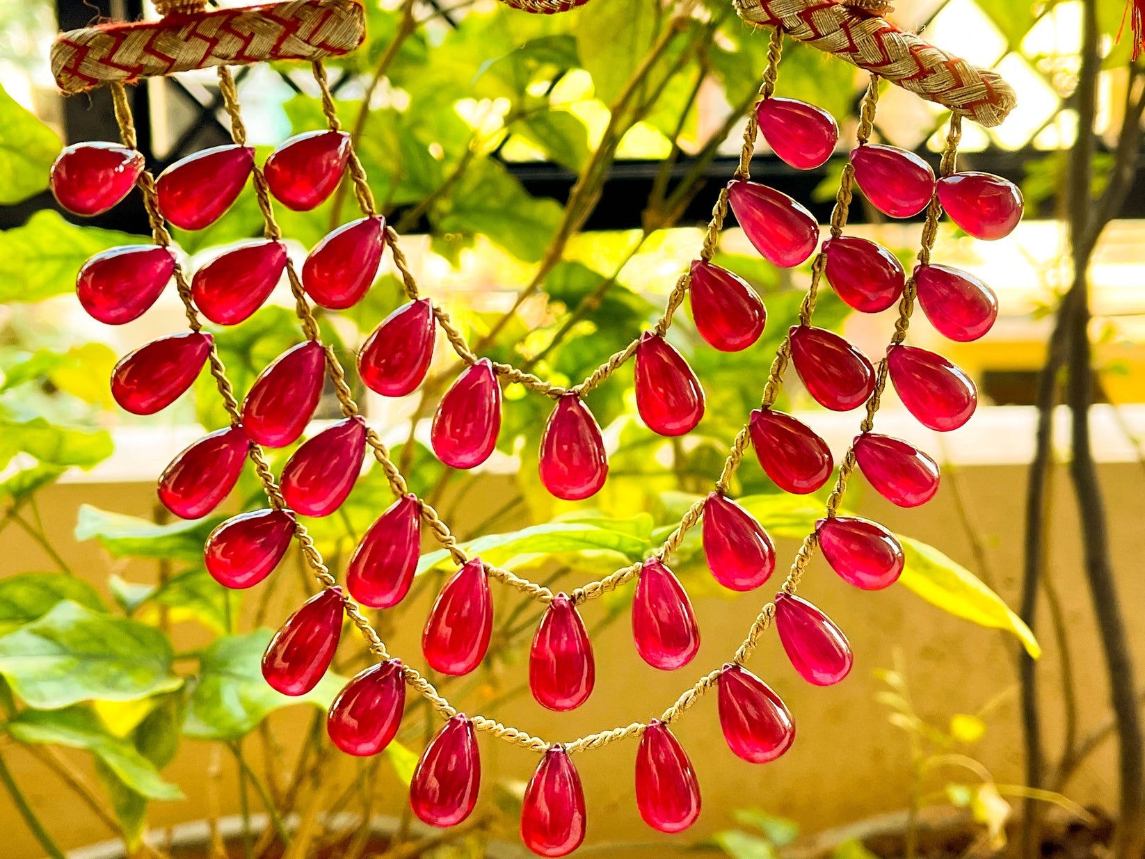 Natural Ruby Glass Filled Smooth Drops