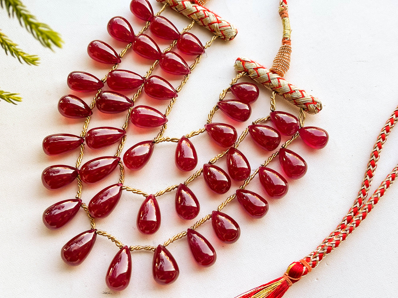 Natural Ruby Glass Filled Smooth Drops