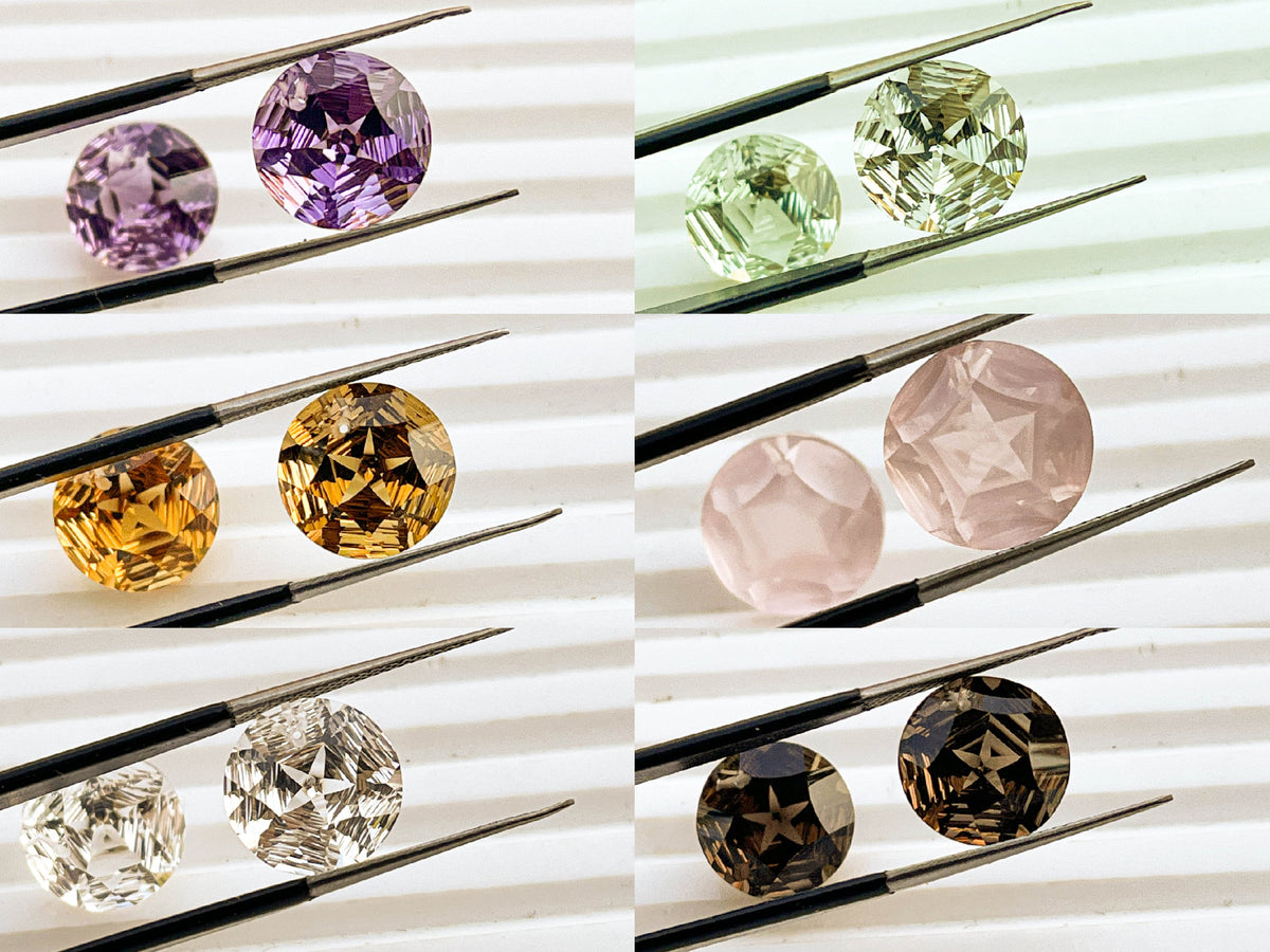 Natural Gemstones Round Shape Star Step Concave Cut Pairs